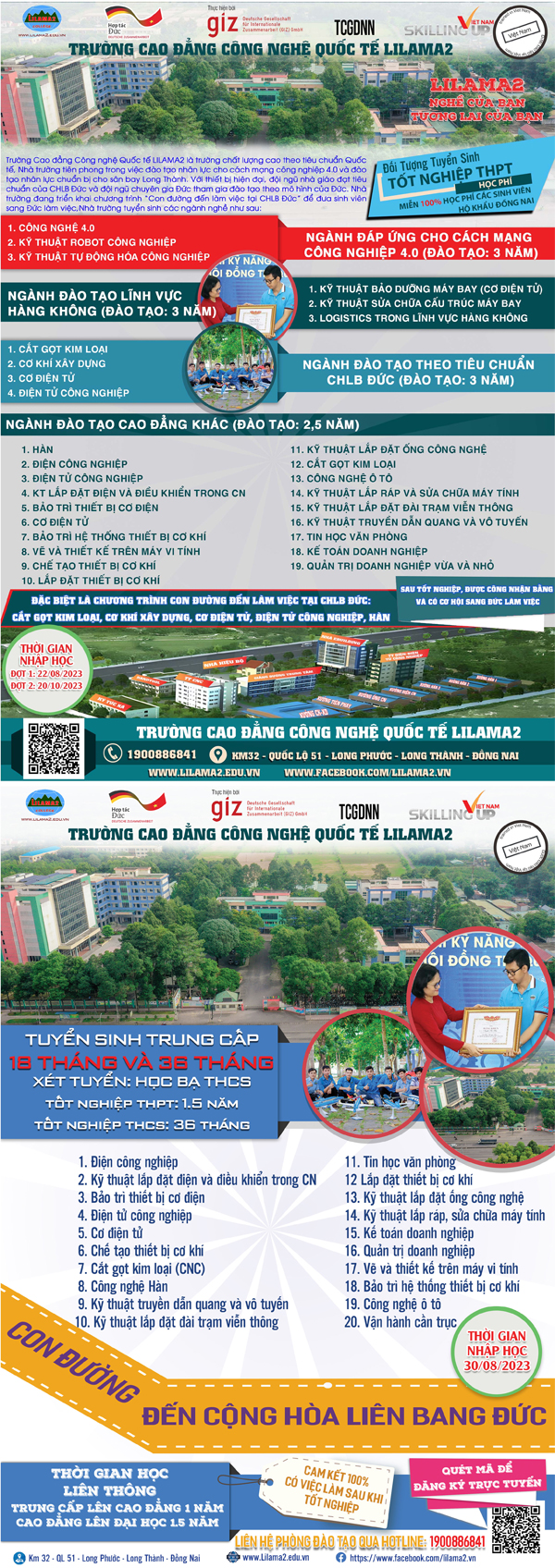 Trường Cao đẳng Công nghệ Quốc tế LILAMA 2 - Thông tin tuyển sinh